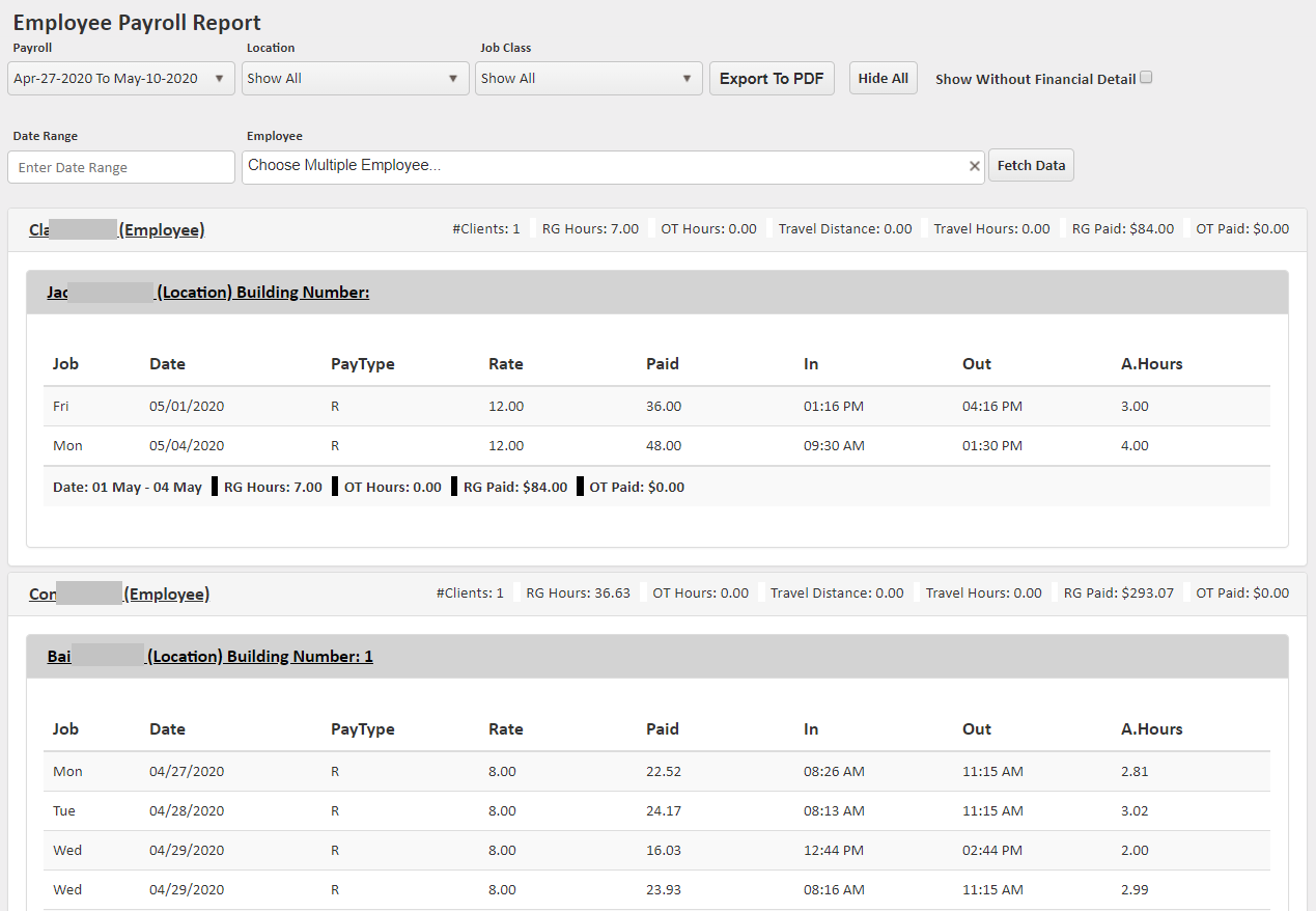 Payroll Reporting – Janitorial Manager